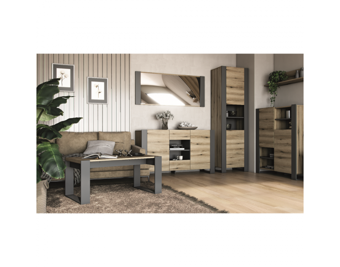 Шкаф Мебели Богдан Combo KOM1D3S-E20, Сив графит и Крайбрежен дъб Евок - от Мебели Богдан на ...